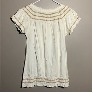 little yellow button | Tops | White And Gold Top | Poshmark